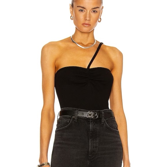 Agolde | Tops | Nwot Agolde Lola Gathered Front Black Ribbed Tank Top ...